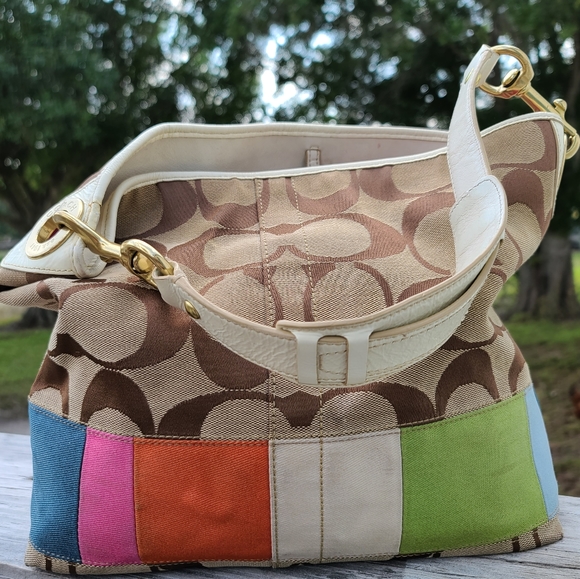 Coach | Bags | Coach Stripe Legacy Multi Colored Purse 858 | Poshmark